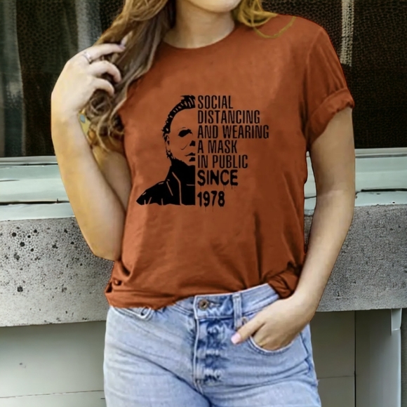 Tops | Social Distancing Wearing A Mask In Public Since 1978 Graphic ...